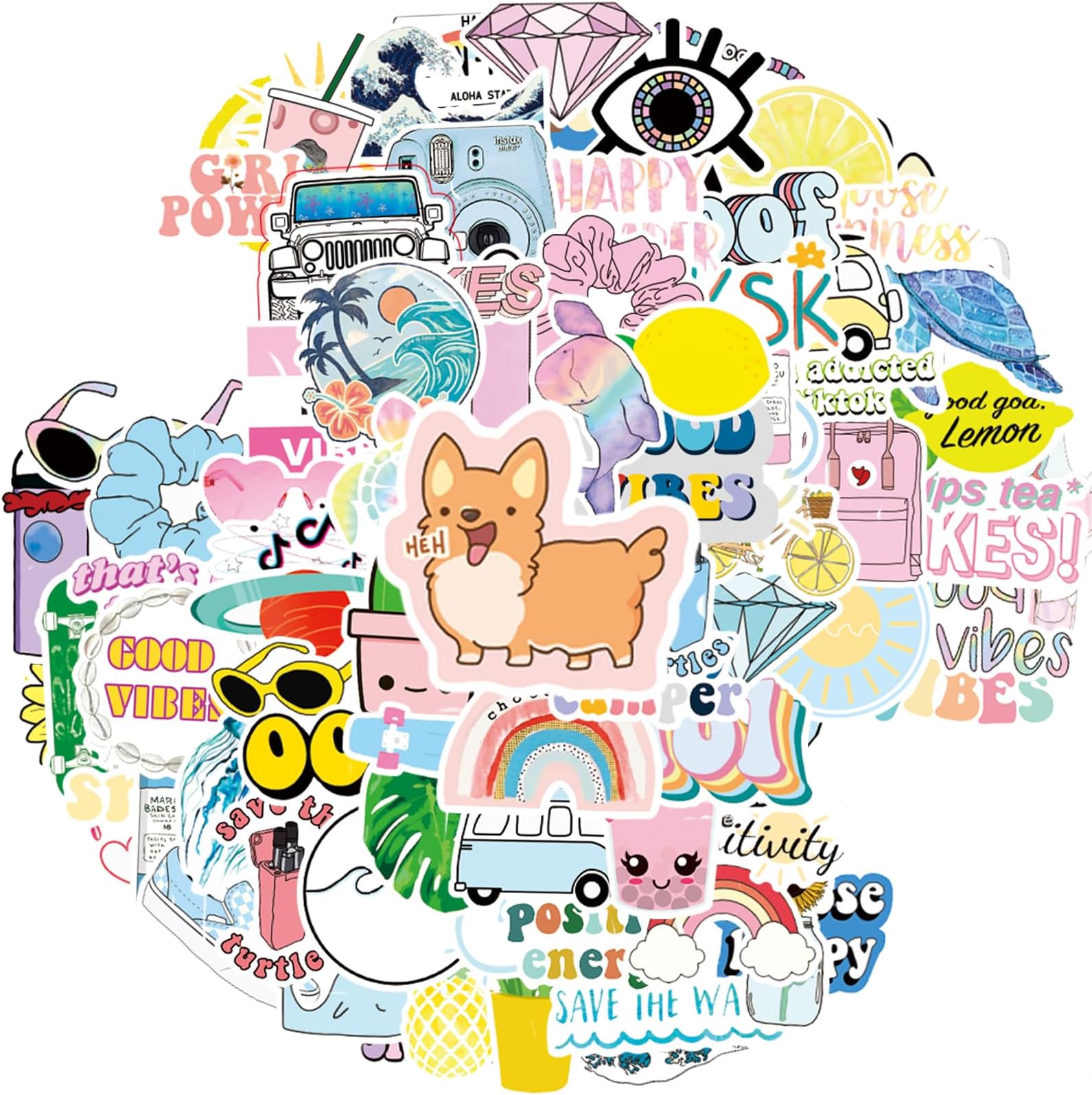 Amazon.com: 50pcs Vinyl Aesthetic Stickers for Water Bottles Laptop ...