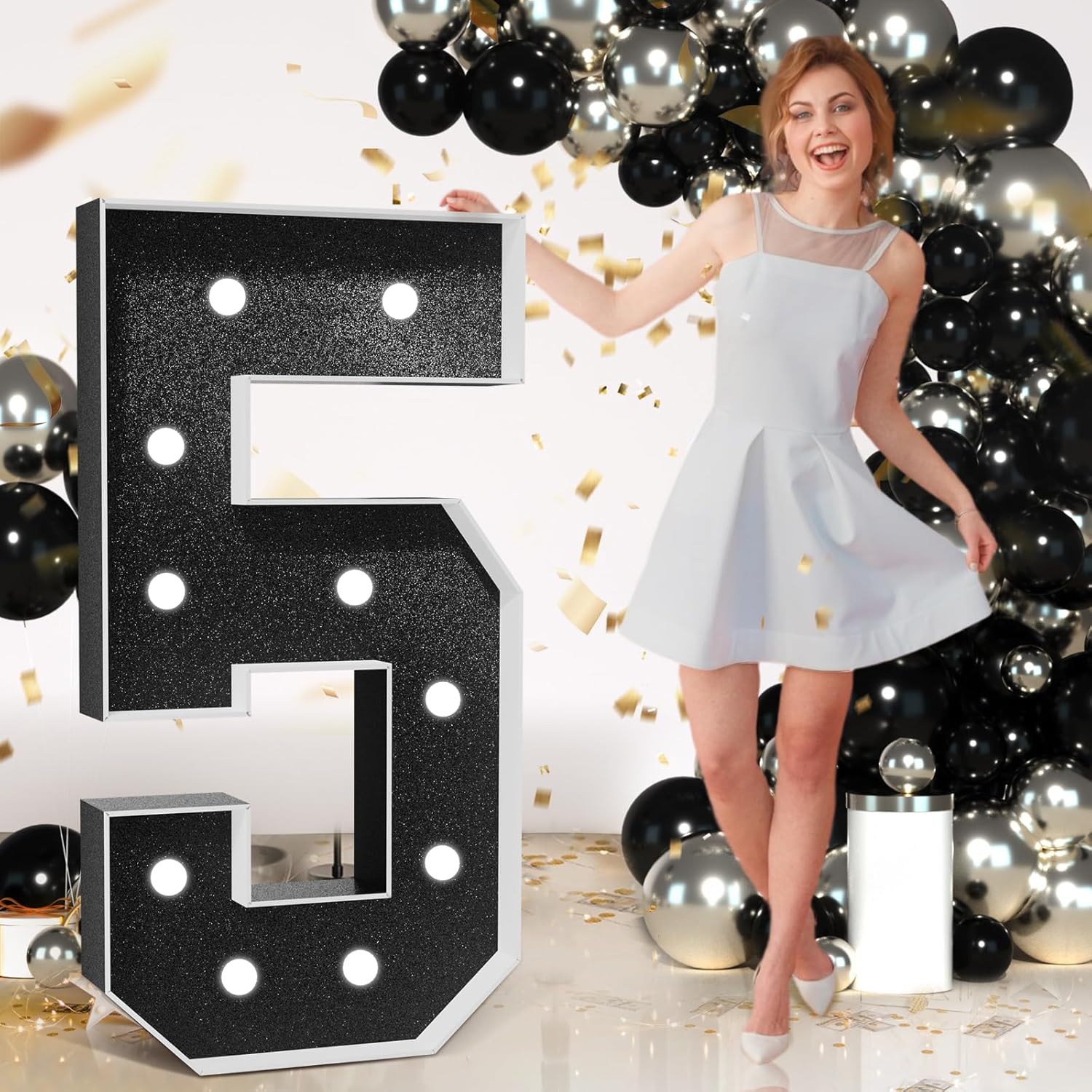 Amazon.com: Marquee Numbers Black Birthday Decorations: Large 4 Feet ...
