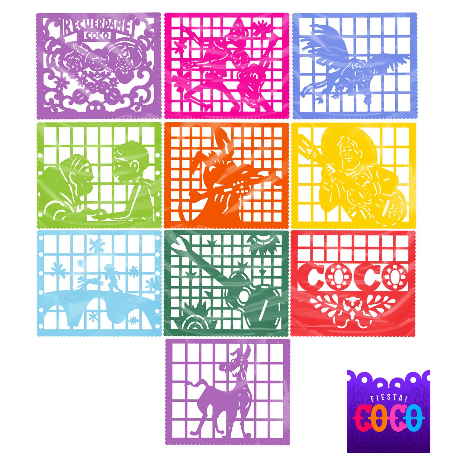 Buy OLÉ RICO - Coco Party, Plastic Papel Picado Banner, Mexican Party ...