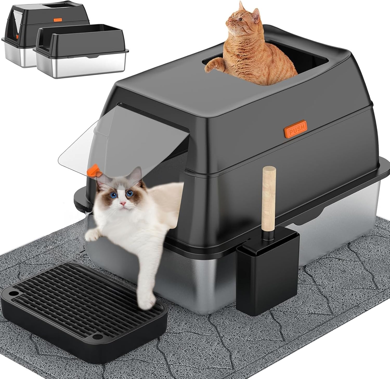 Stainless Steel Cat Litter Box, Enclosed Cat Litter Box 20L Large ...