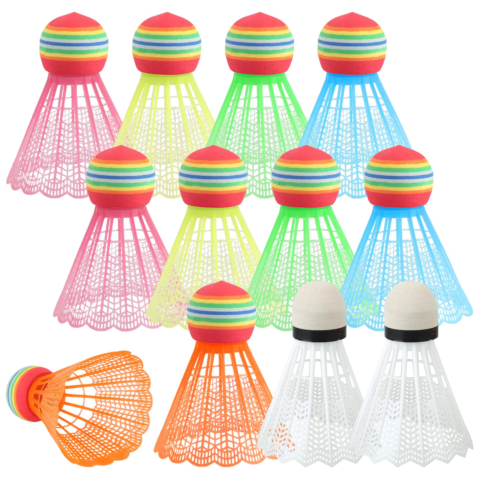 GHVACZS 12 Stück Federball, Federbälle aus Kunststoff, Mehrfarbiger ...