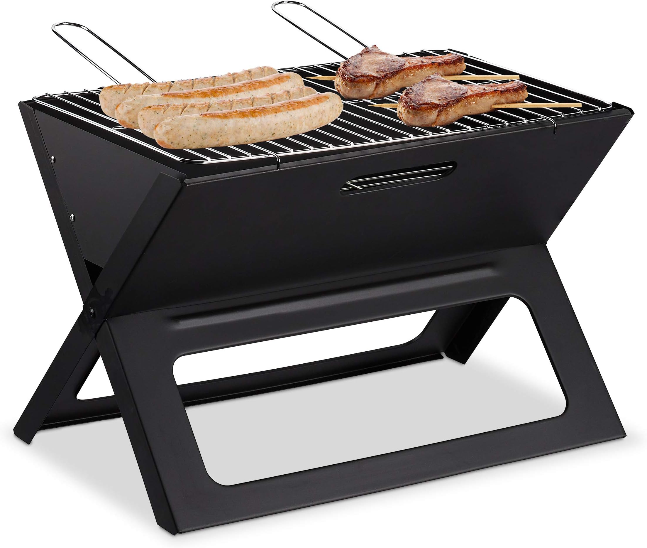 Relaxdays Barbecue pliable, avec charbon et foyer, pour camping et ...