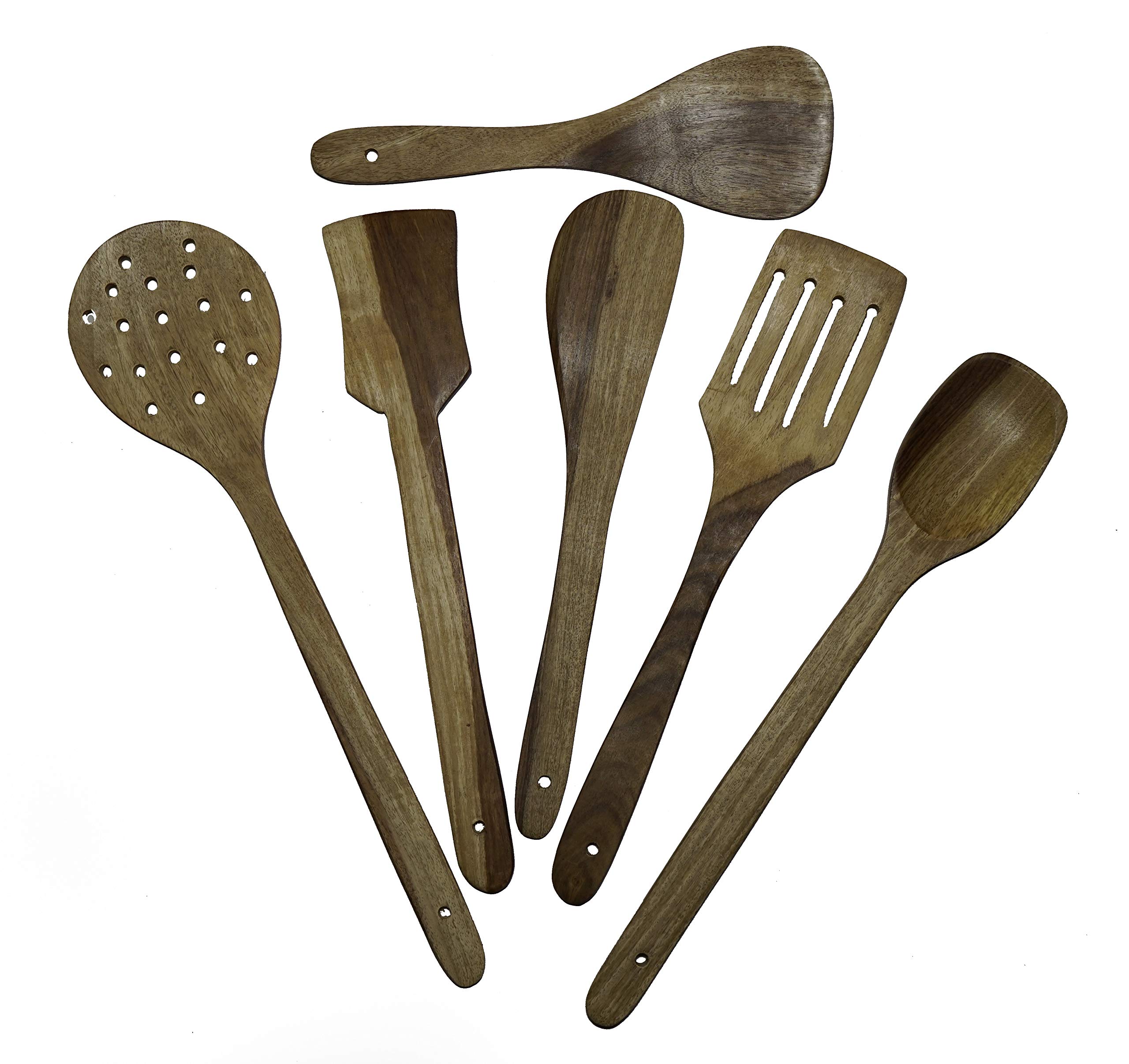 Buy DECORVAIZ Wooden Spoon Natural Handmade Cooking Spoon Set, Kitchen ...