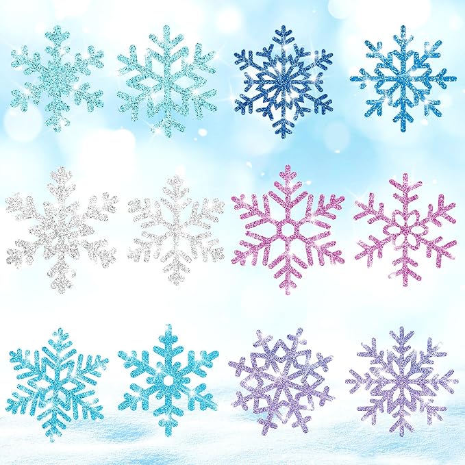 Amazon.com: Zonon 48 Pcs Paper Snowflake Cutouts Decorations Winter ...