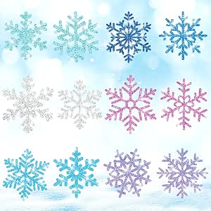 Amazon.com: Zonon 48 Pcs Snowflake Cutouts Decorations Winter Christmas ...