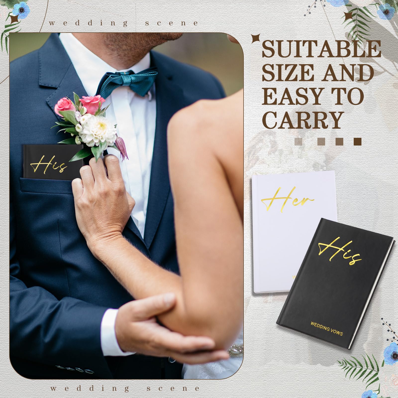 6 Pack His & Her Vows Books Wedding Day Modern Gold Foil Hardcover ...