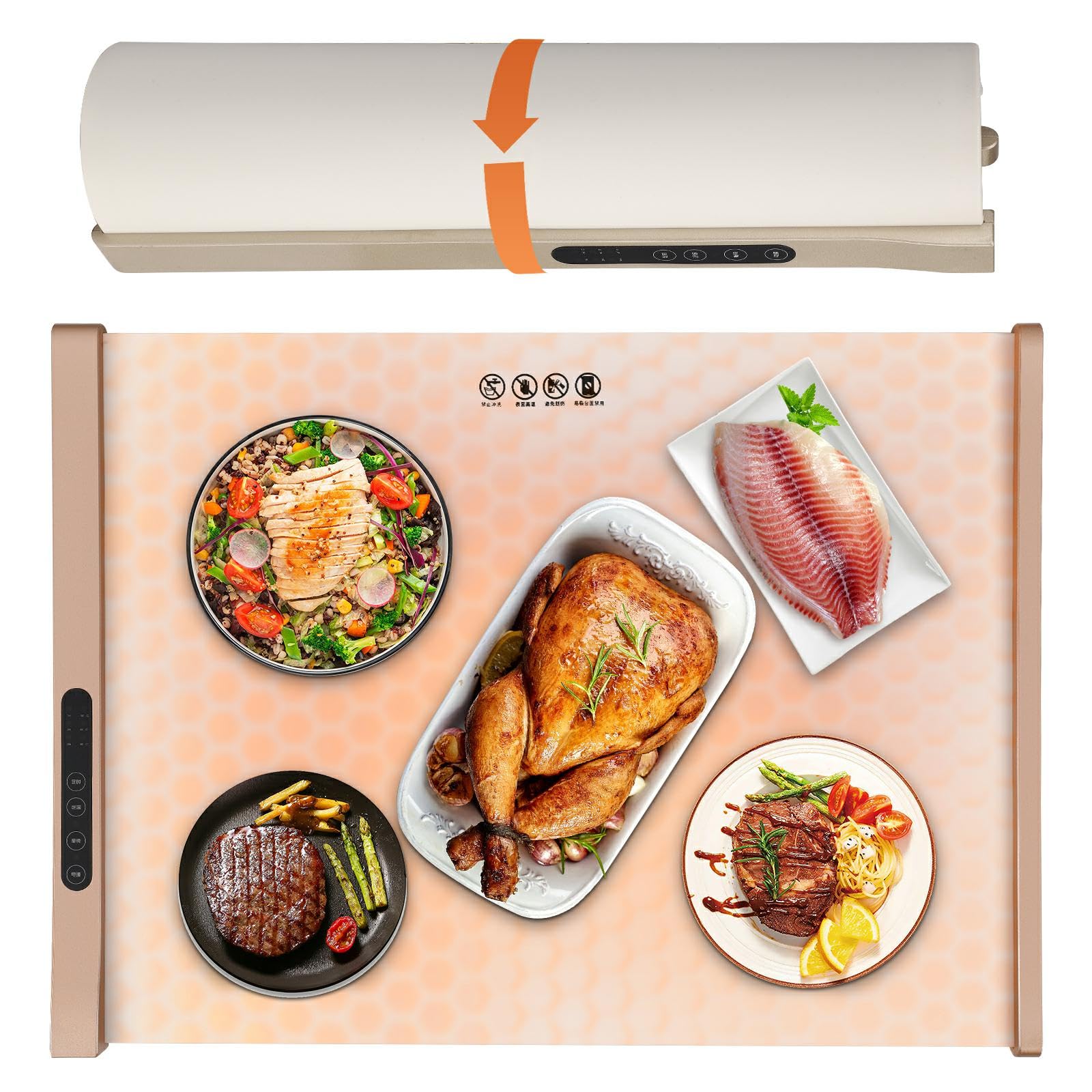 Hot Plate 40-100℃, Electric Food Warmer 300W, Roll Up Heating Tray with ...