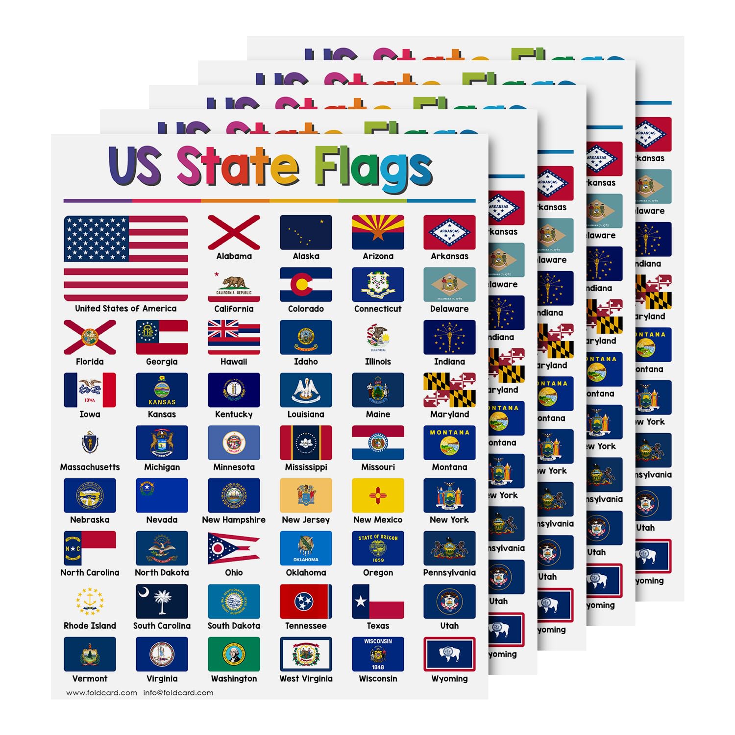 Snapklik.com : USA State Flags Educational Posters For Kids Classroom ...