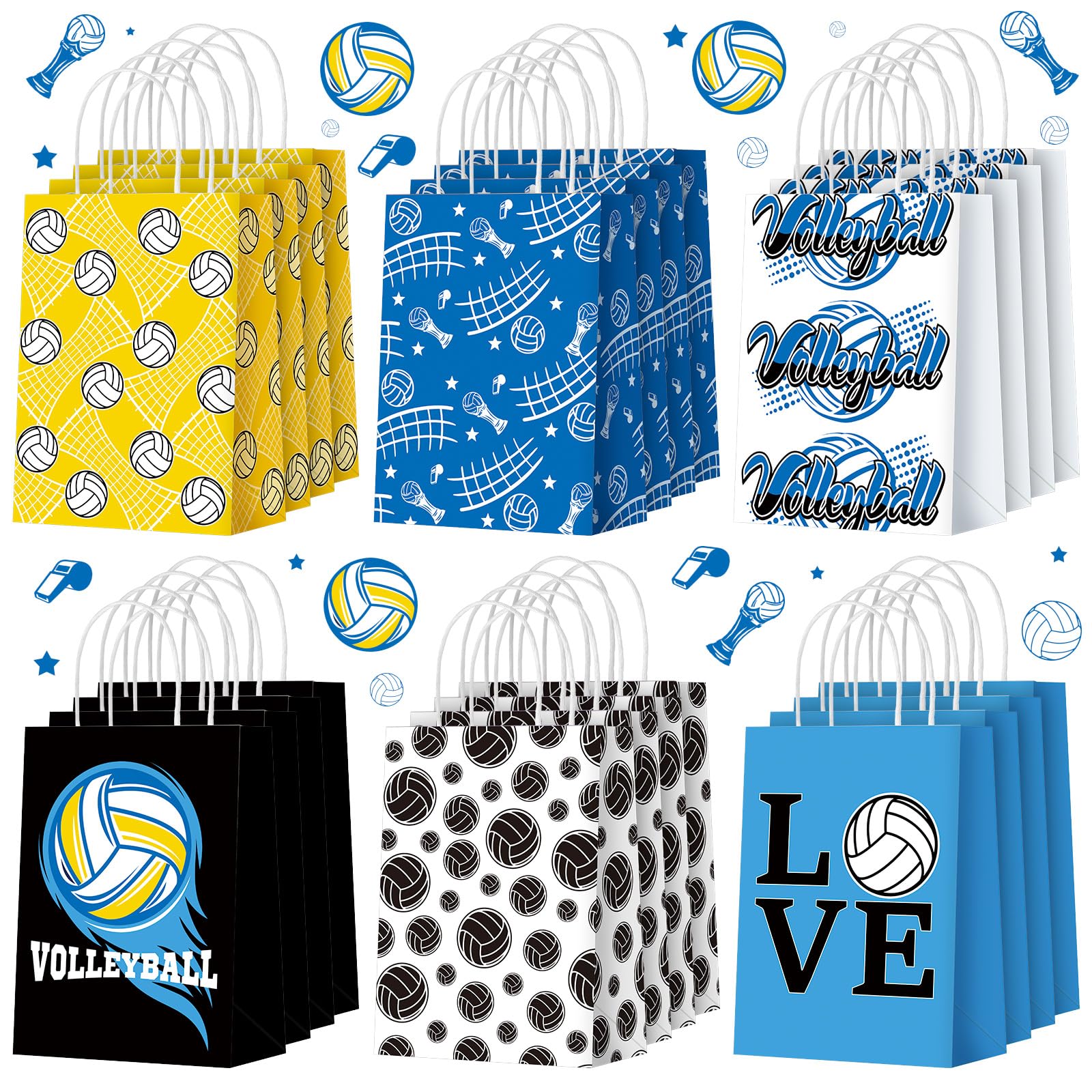Amazon.com: Sinload 24 Pcs Volleyball Goodie Gift Bags with Handle ...