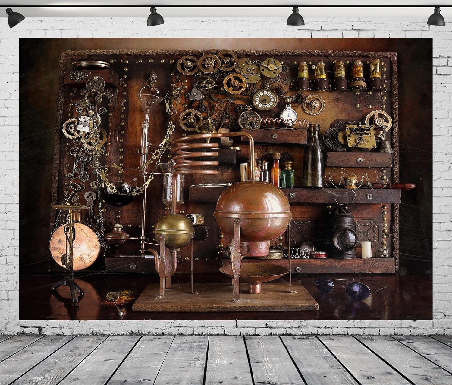 Amazon.com : BELECO 10x8ft Fabric Vintage Steampunk Distiller Backdrop ...