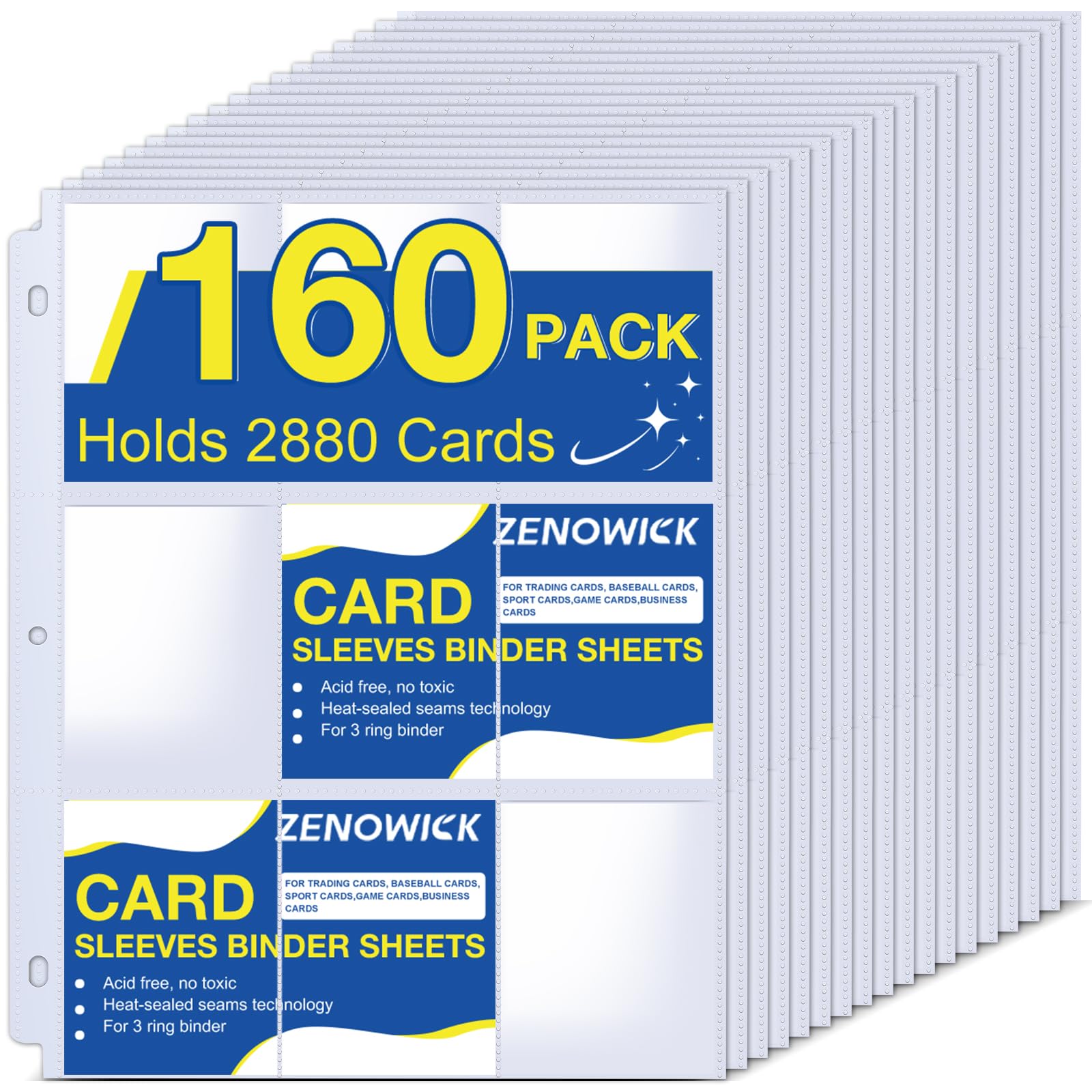 Snapklik.com : 80 Pack 9 Pocket Card Sleeves, Holds 1440 Cards,Trading ...