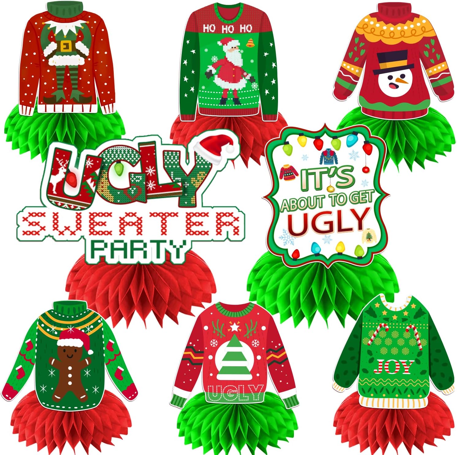 Amazon.com: 8 Pcs Ugly Sweater Table Decor, It's About To Get Ugly ...