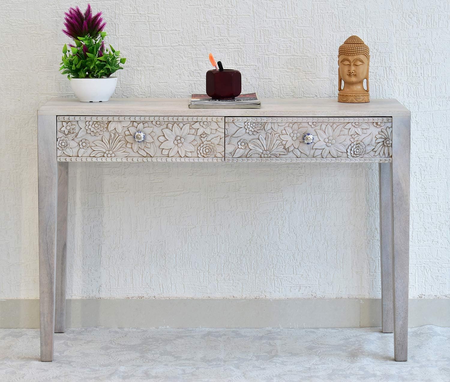 Venetian Image Glass Antique Vintage Style Console Table 48x30x15 ...
