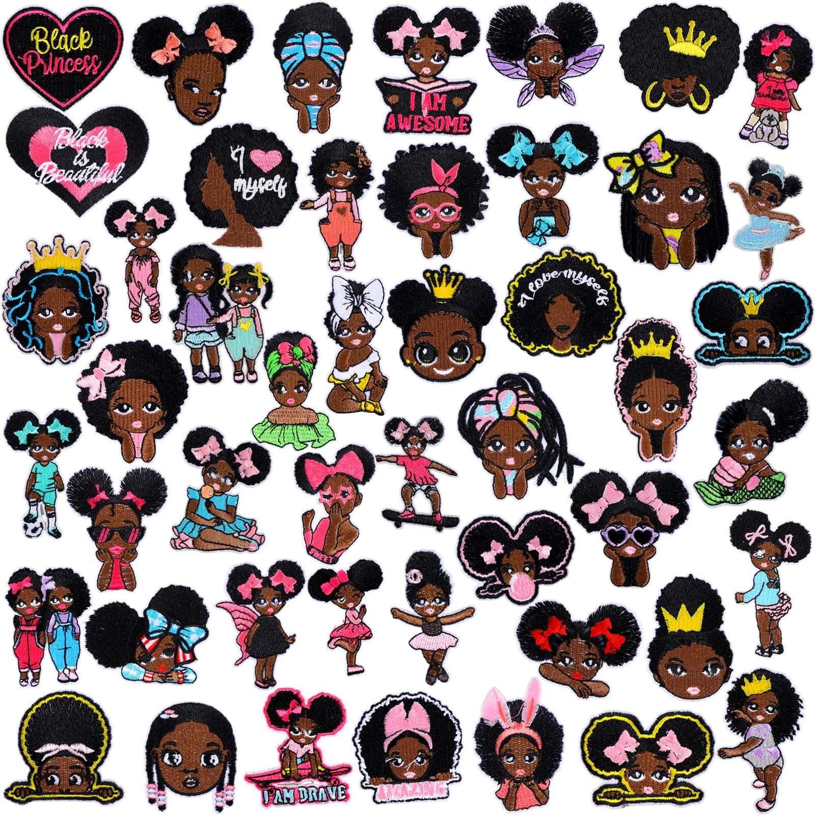 Amazon.com: Black Queen Black Girl Magic Embroidered Iron on Golden ...