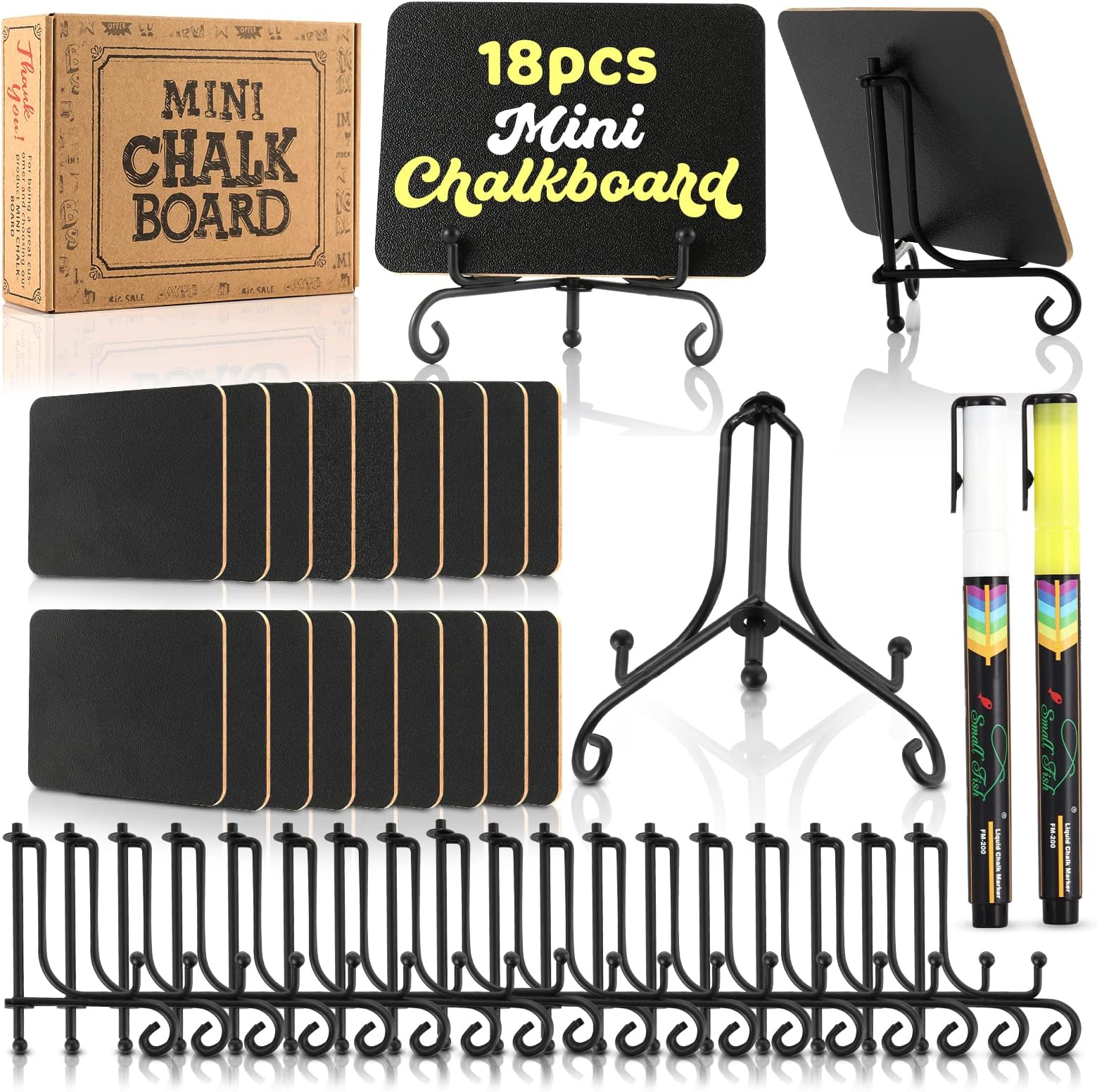 Amazon.com : OleOletOy 18 pcs Mini chalkboards with Black Iron Stand ...