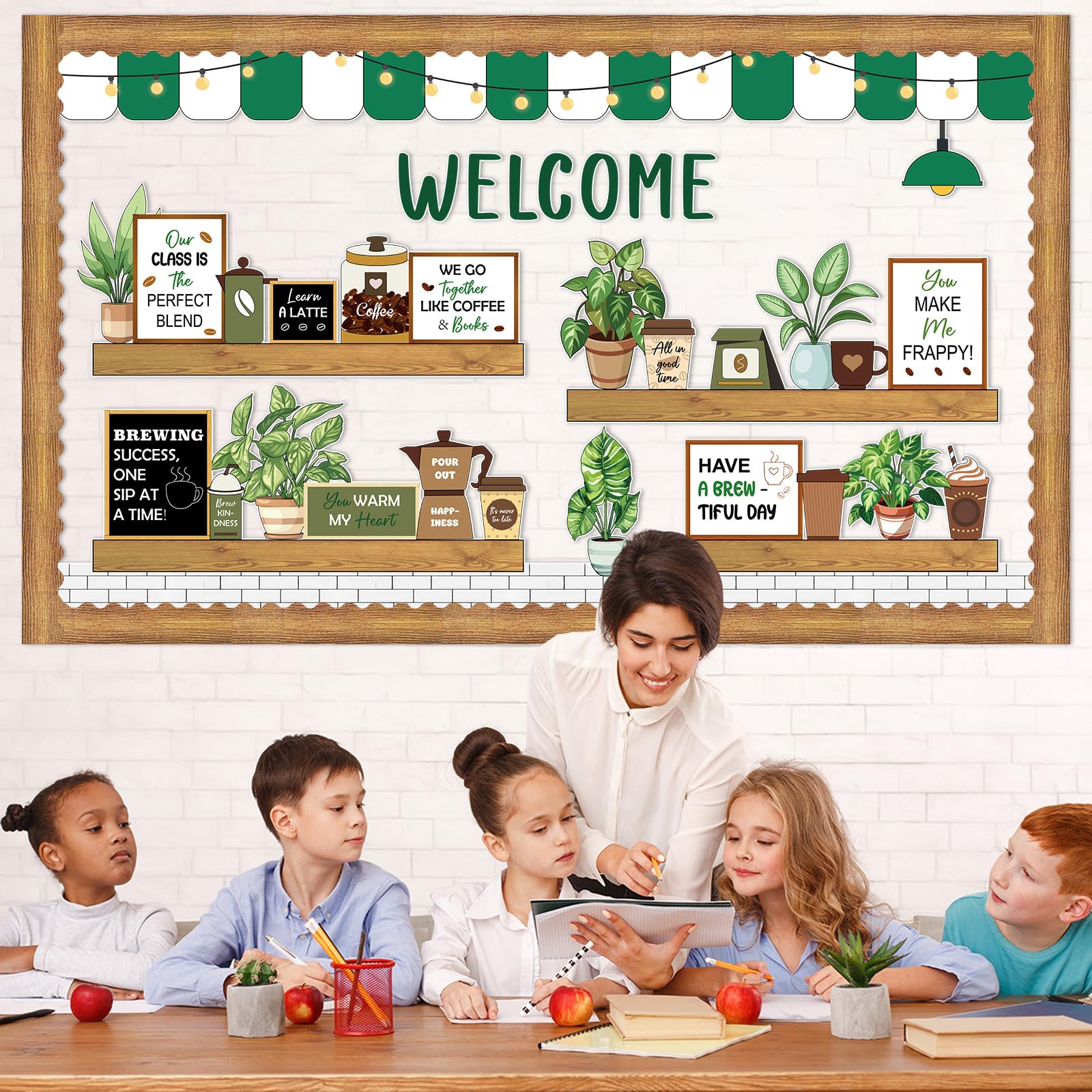 Snapklik.com : Welcome Bulletin Board Coffee Greenery Bulletin Board ...