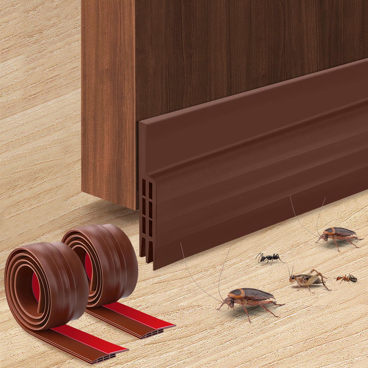 WenYa Draft Excluder Strip 2 Pack, Under Door Rubber Bottom Seal Strip ...