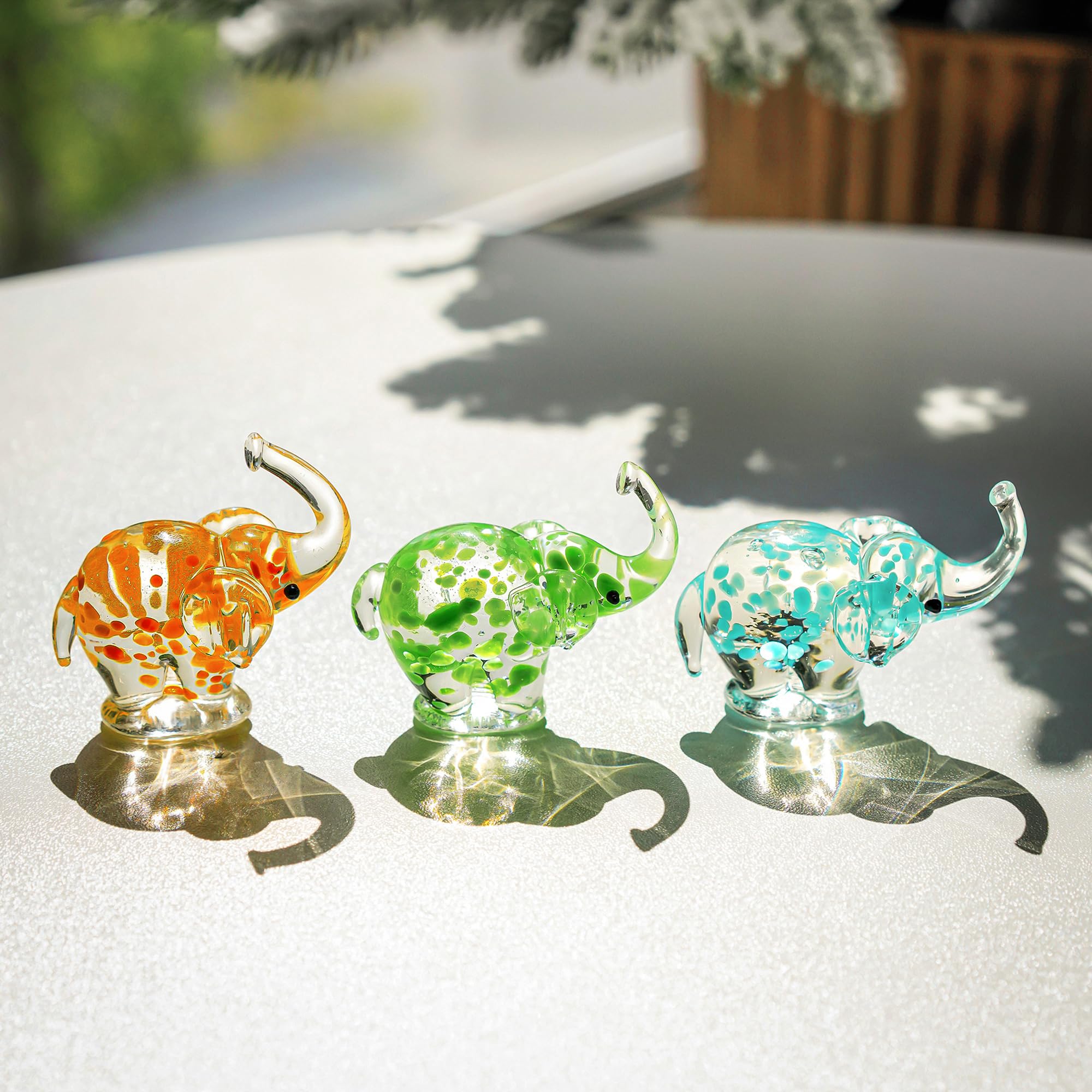 Amazon.com: H&D HYALINE & DORA Mini Glass Elephant Figurines Crystal ...