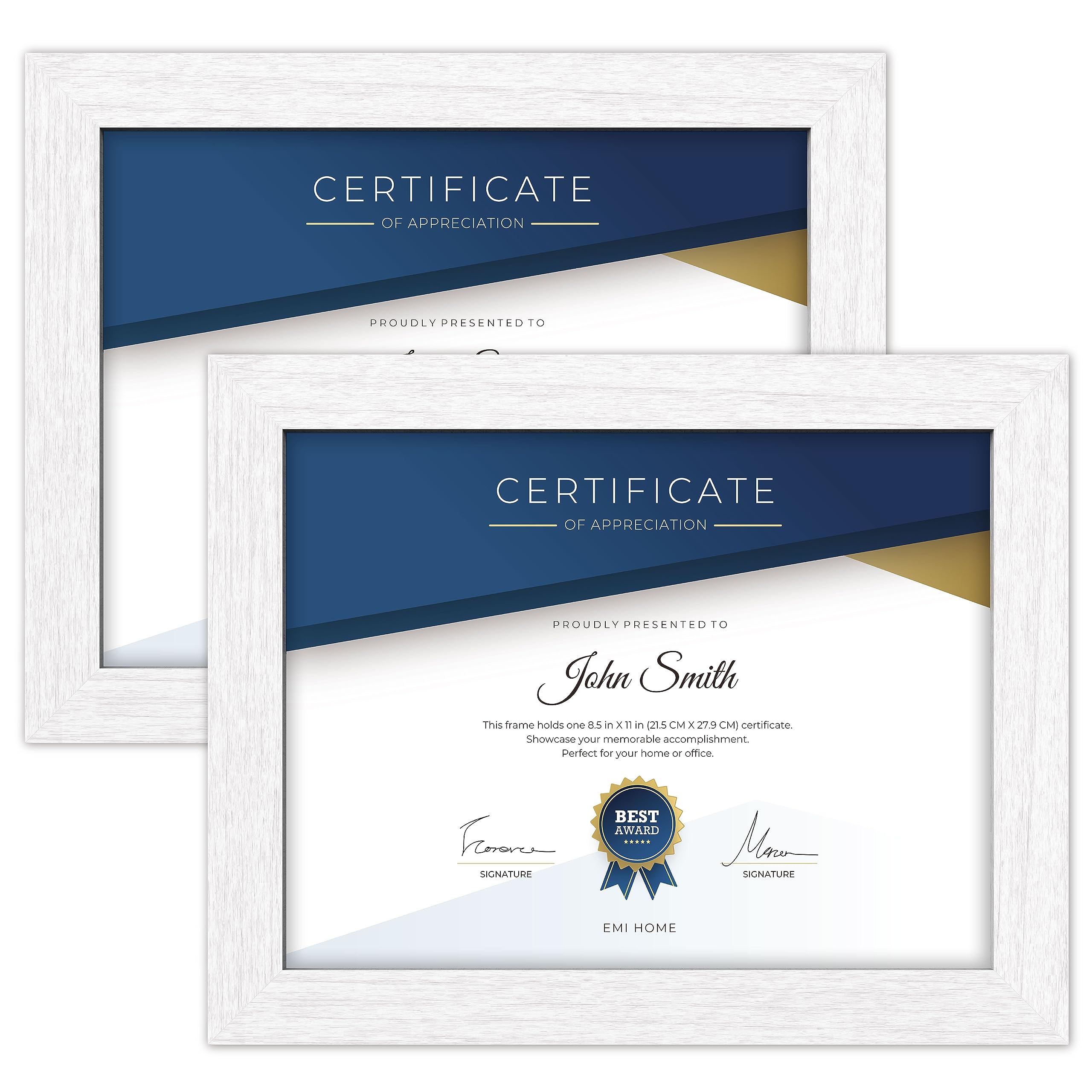 Document Frame Set, Certificate Frames Fit 8.5 x 11 Documents, White ...