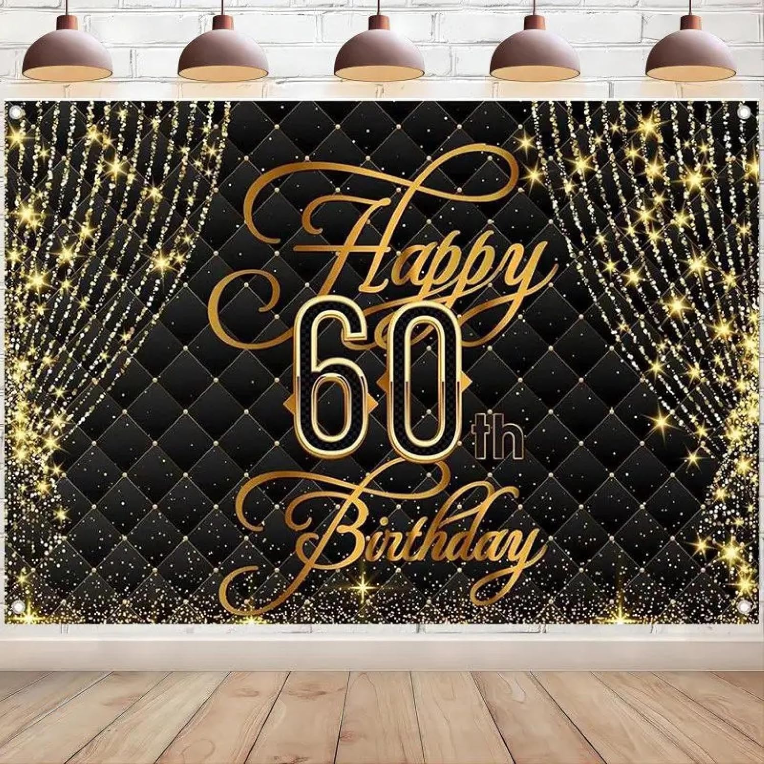 Amazon.com : Happy 60th Birthday Print Wall Decorations Backdrop Party ...