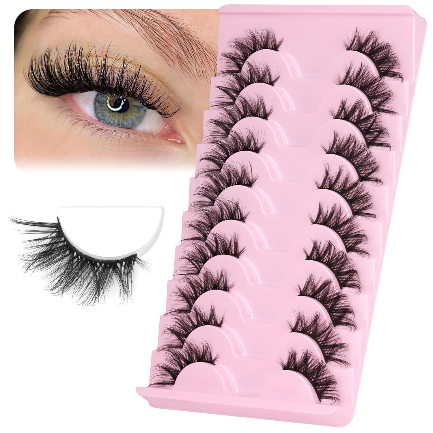 Amazon.com: ALICROWN Half Lashes Cat Eye Eyelashes Wispy Fake Eyelashes ...