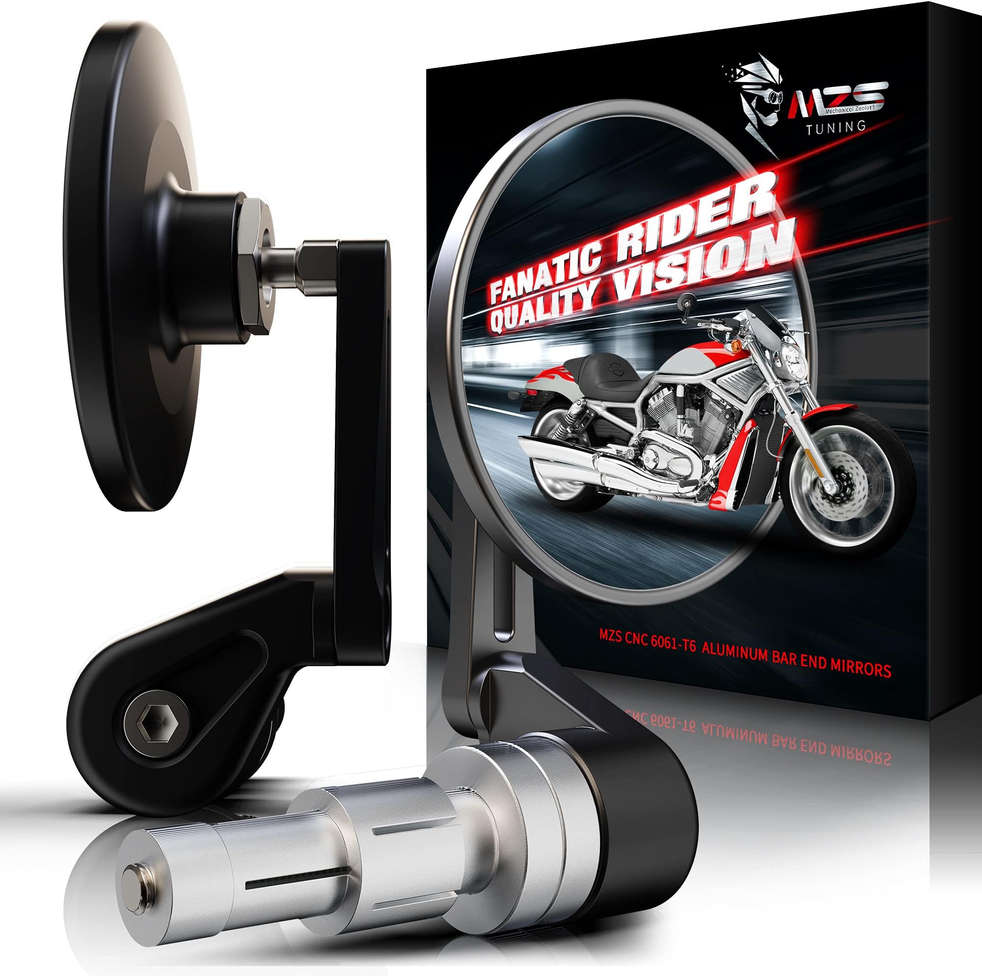Amazon.com: Custom Motorcycle CNC Handle Bar End Rearview Side Mirrors ...