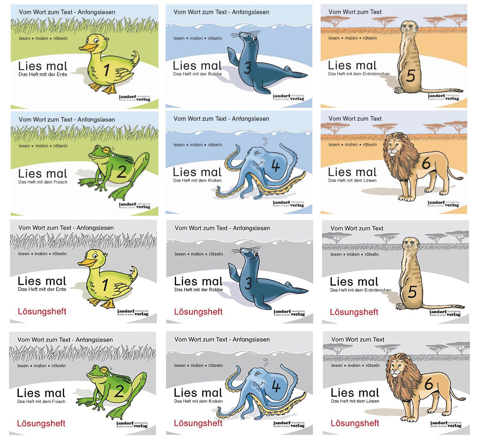Lies mal Hefte + Lösungsheft 1 Ente, 2 Frosch, 3 Robbe, 4 Krake, 5 ...