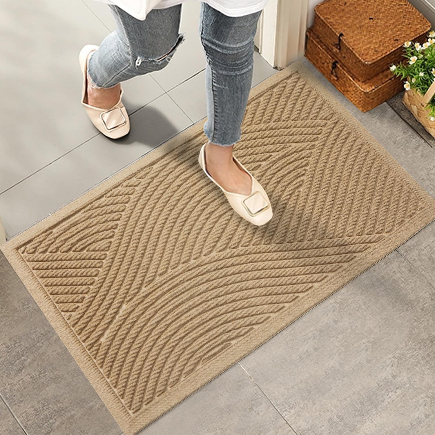 Amazon.com : DEXI Front Door Mats for Entryway, Non Slip Washable Low ...