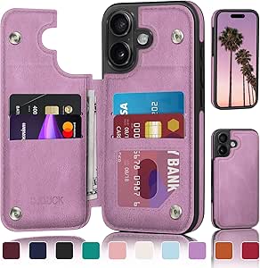 Amazon.com: DJDUCK Designed for iPhone 16 Plus Case Wallet with Card Holder, [Magnetic Clasp ...