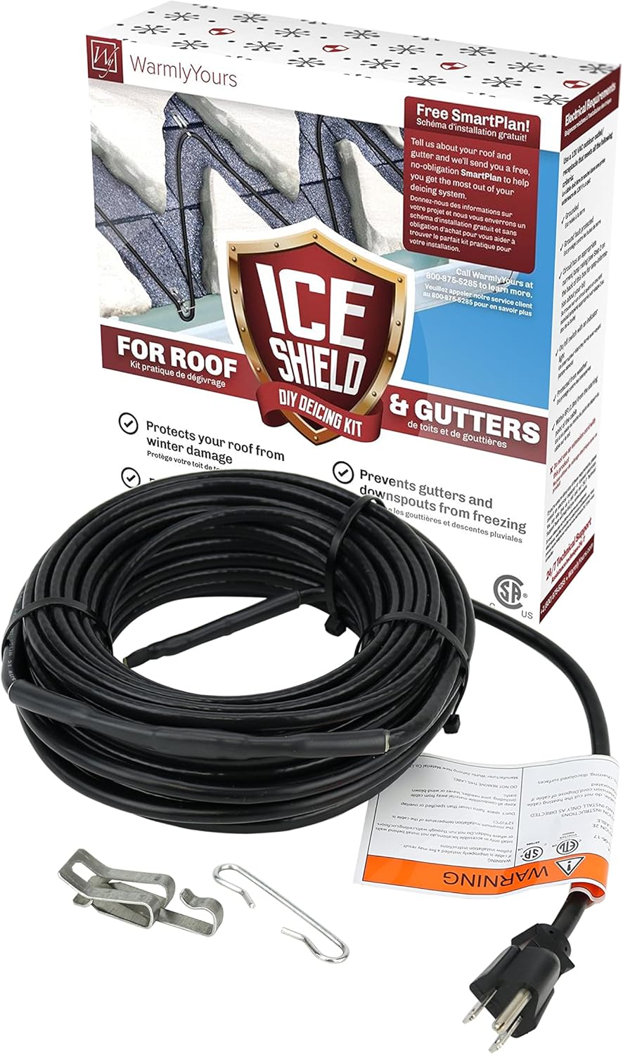Amazon.com : WarmlyYours Ice Shield Roof & Gutter Deicing Cable Kit ...
