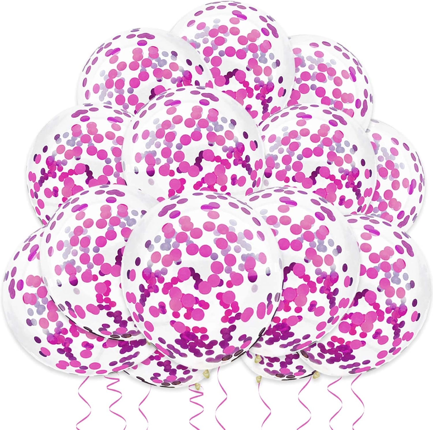 Amazon.com: Hot Pink Confetti Balloons, 25 Pcs Thickened 12 Inch Clear ...