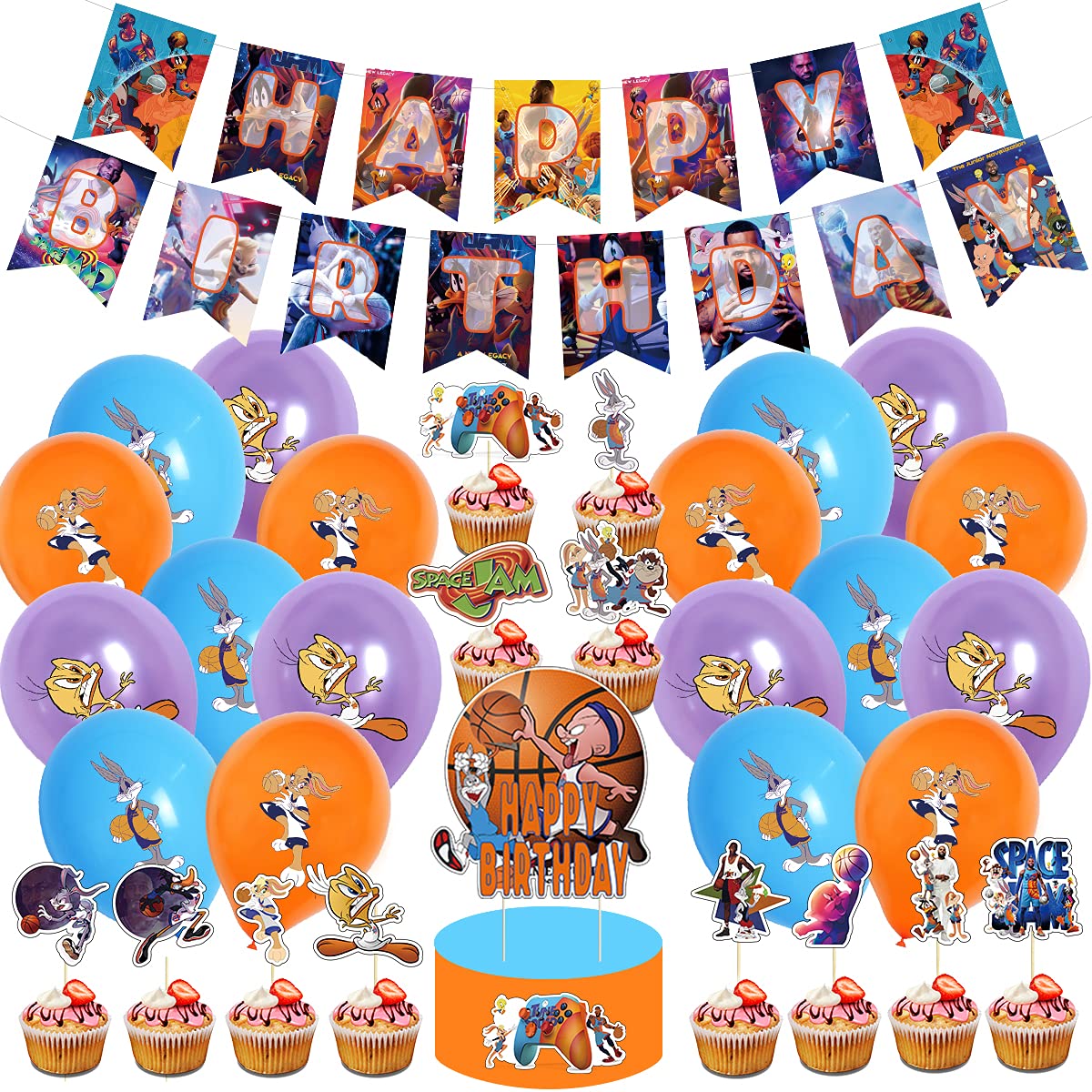 Buy WINDASUN Space Jam Birthday Party Decorations Basketball Themed ...