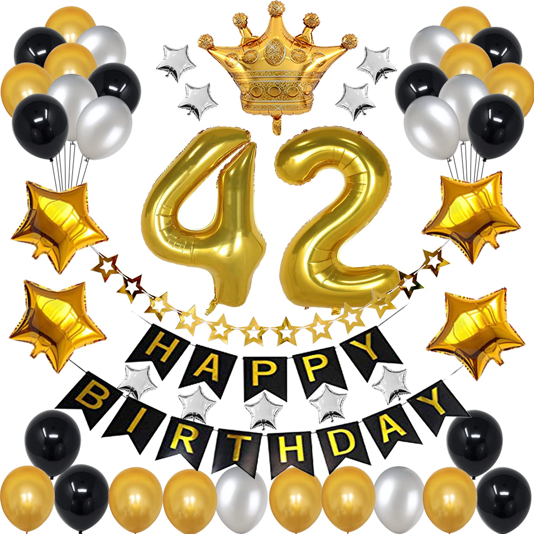 Amazon.com: RBYOO 42nd Birthday Decorations for Men Women,Black and ...
