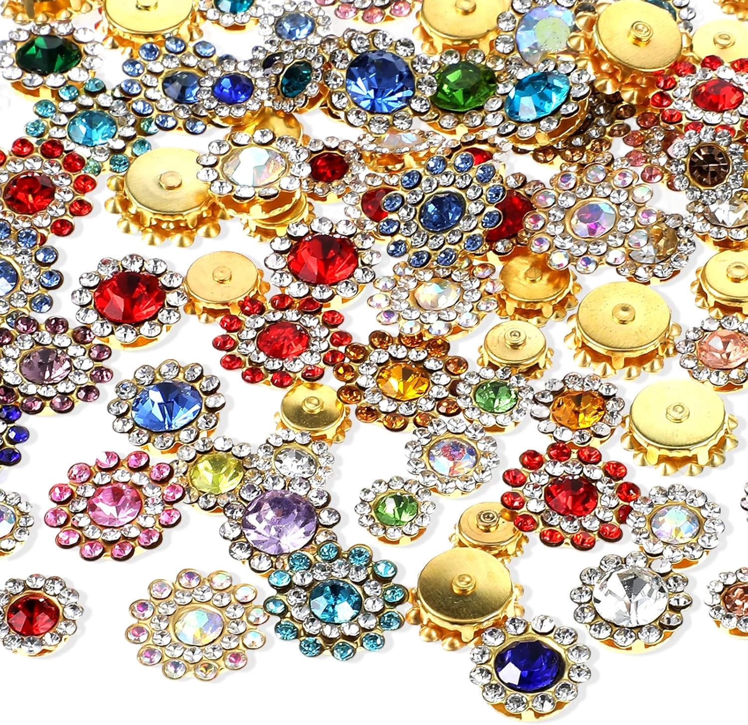 Amazon.com: 100PCS Multicolor Crystal Glass Gems, Sew on Rhinestones ...