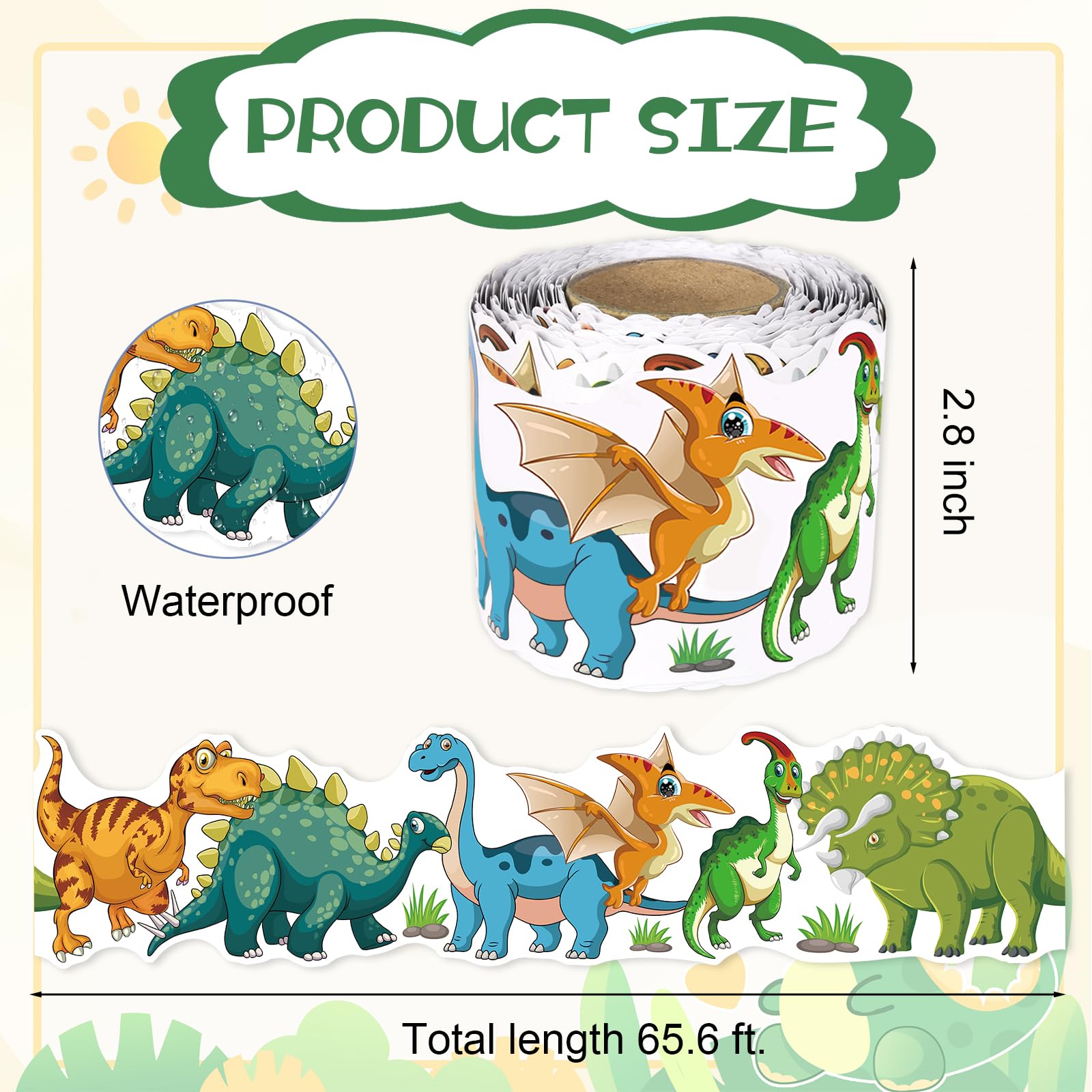 Snapklik.com : Dinosaur Bulletin Board Border, 65.6Ft Cute Dinosaur ...