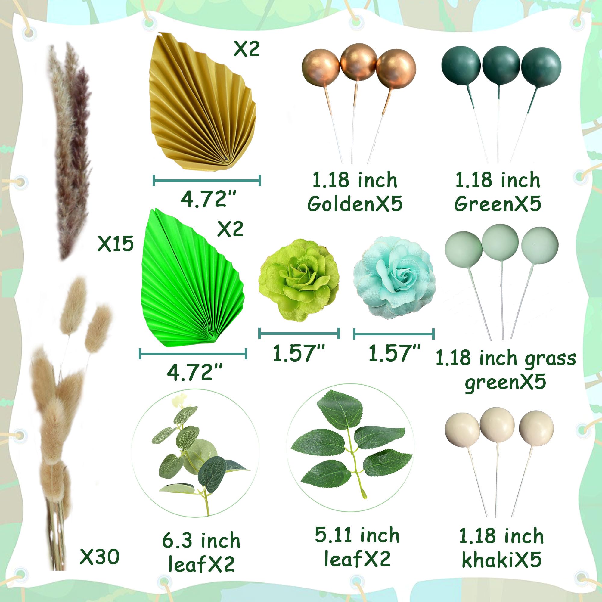 Snapklik.com : 40 PCS Sage Green Cake Topper Boho Baby Shower Cake ...