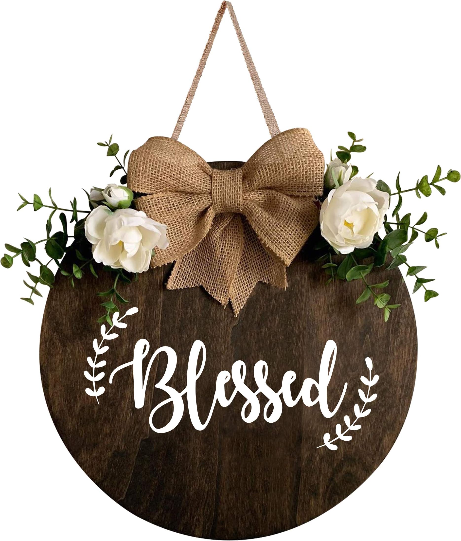 Amazon.com : MayAvenue Blessed Wreaths Decor Sign Front Door, Round ...
