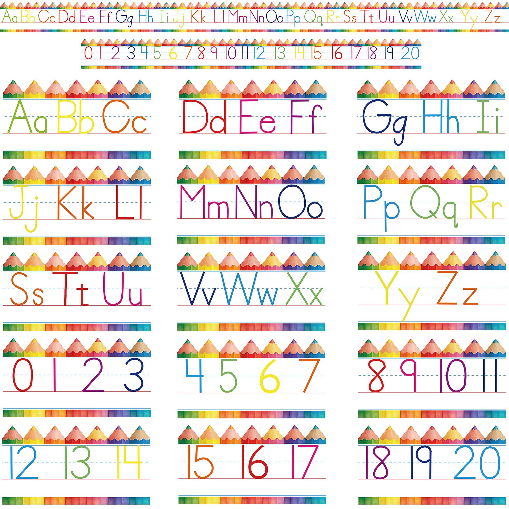 Amazon.com : Alphabet for Classroom Wall - 15 PCS Crayon ABC Manuscript ...