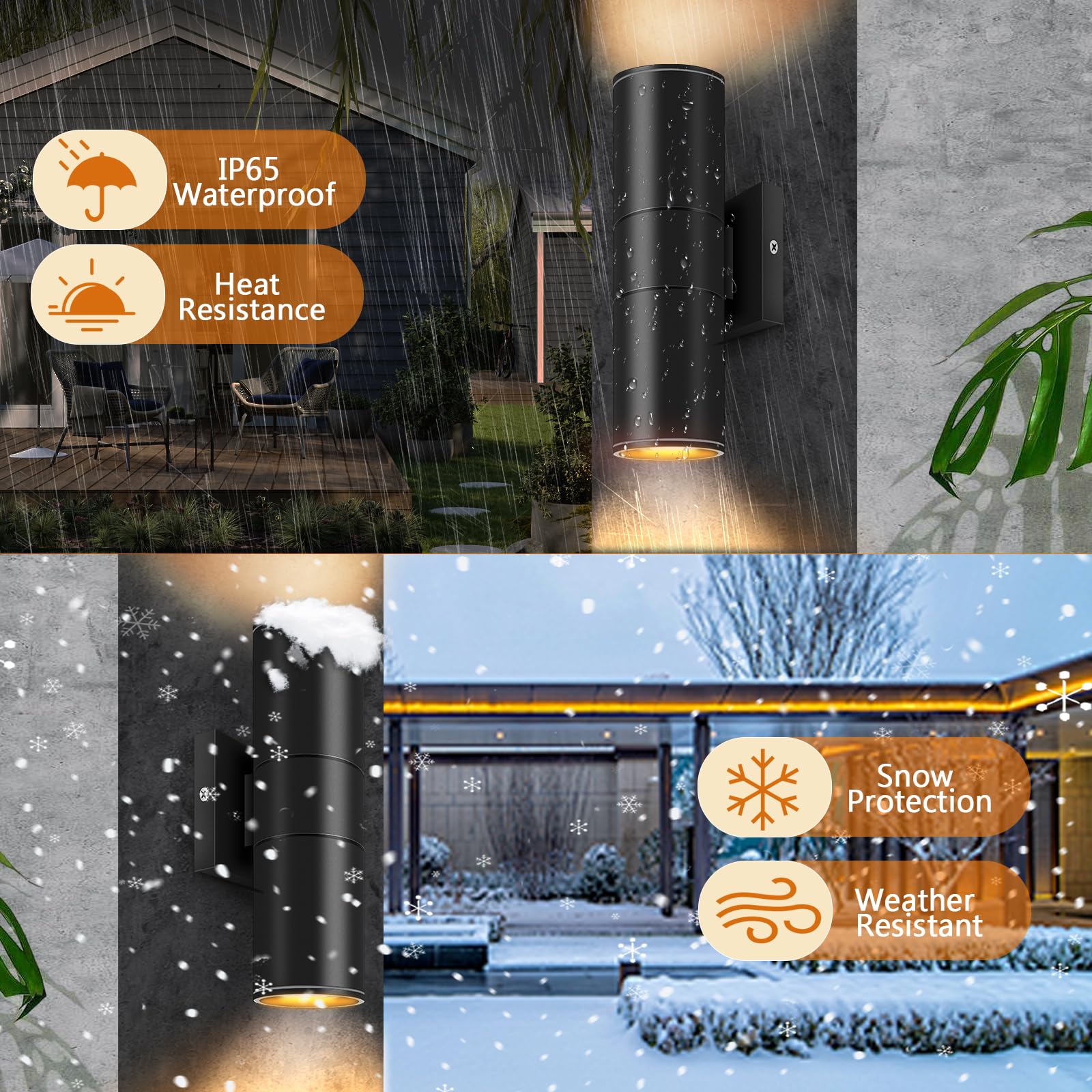 Snapklik.com : RIDALUX Outdoor Wall Light Waterproof Lanterns: 4 Pack Exterior Cylinder Fixtures ...