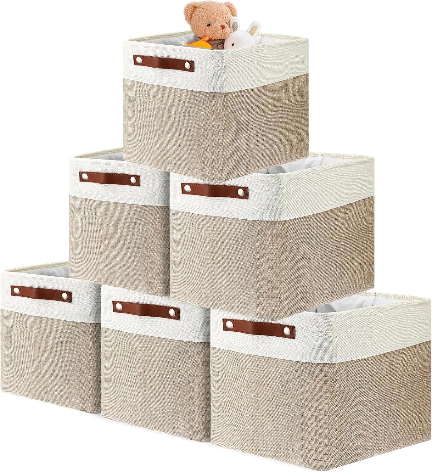 Malloom 6 Pack Fabric Cube Storage Boxes 30x30x30, Square Grey Storage ...