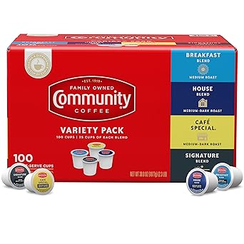 Amazon.com: Community Coffee Variety Pack 100 Count Coffee Pods, Medium ...