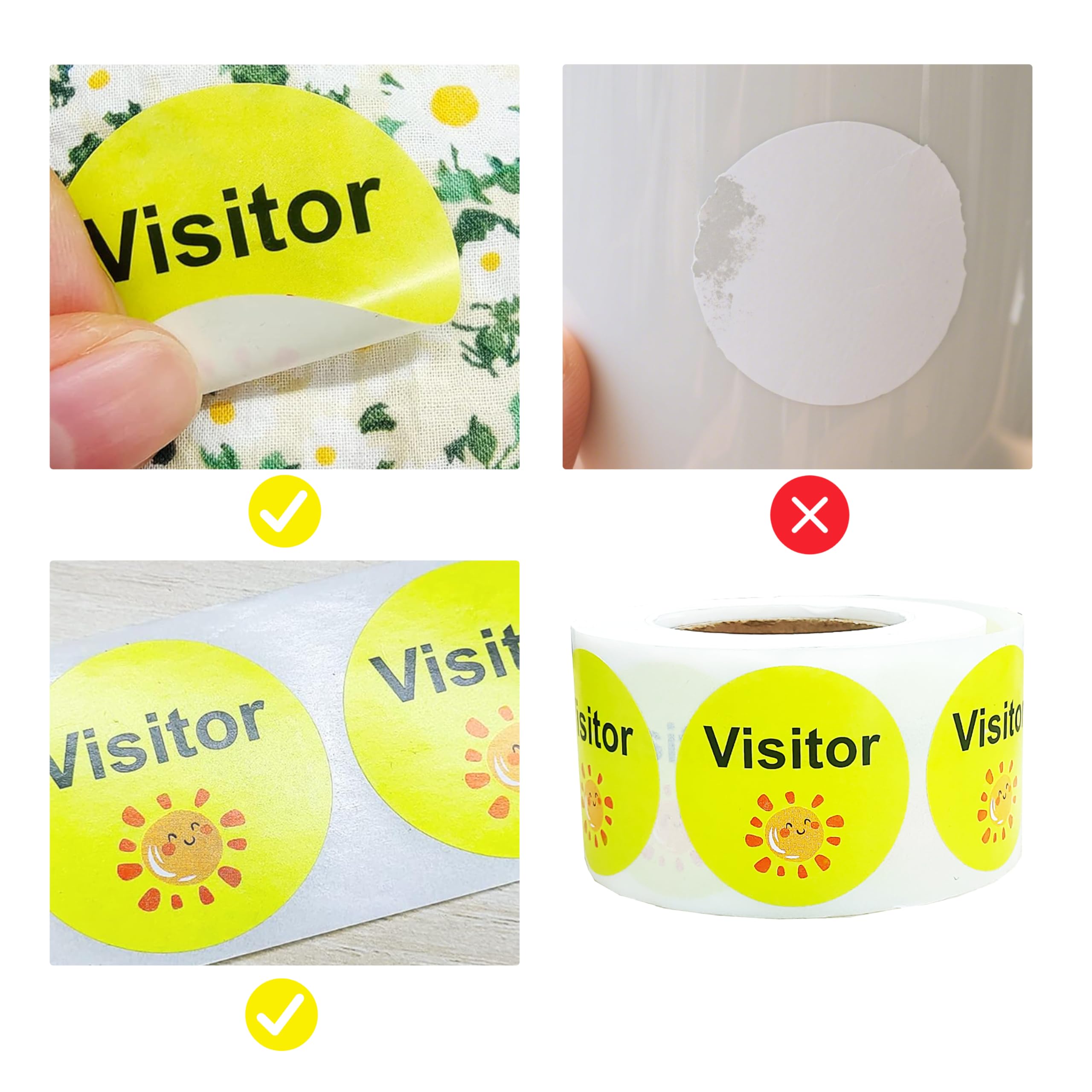 Snapklik.com : 1.5 Inch Visitor Stickers 500 Pcs Happy Face Visitor ...