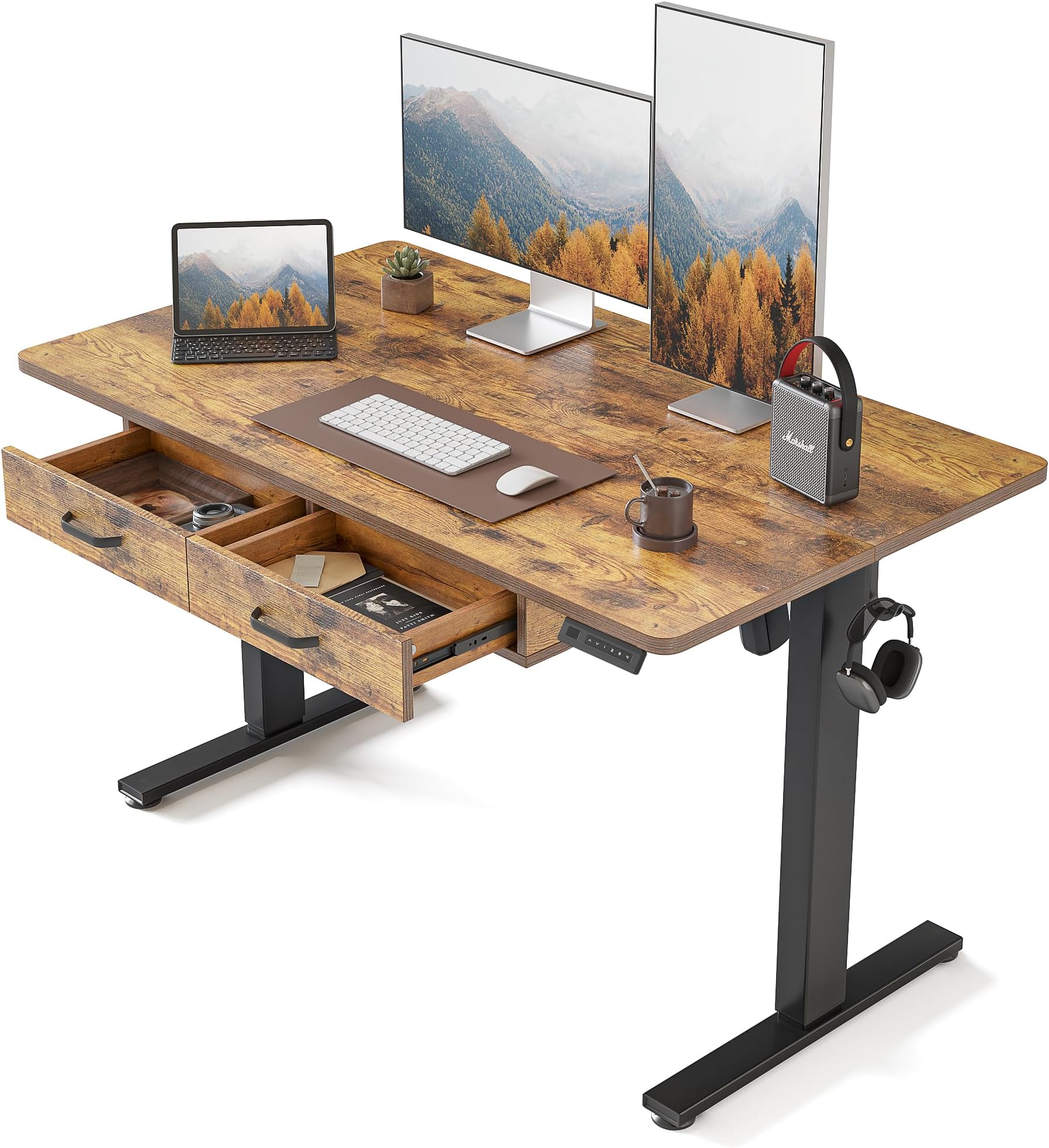 Amazon.com: Win Up Time Electric Standing Desk with Drawers, Computer ...