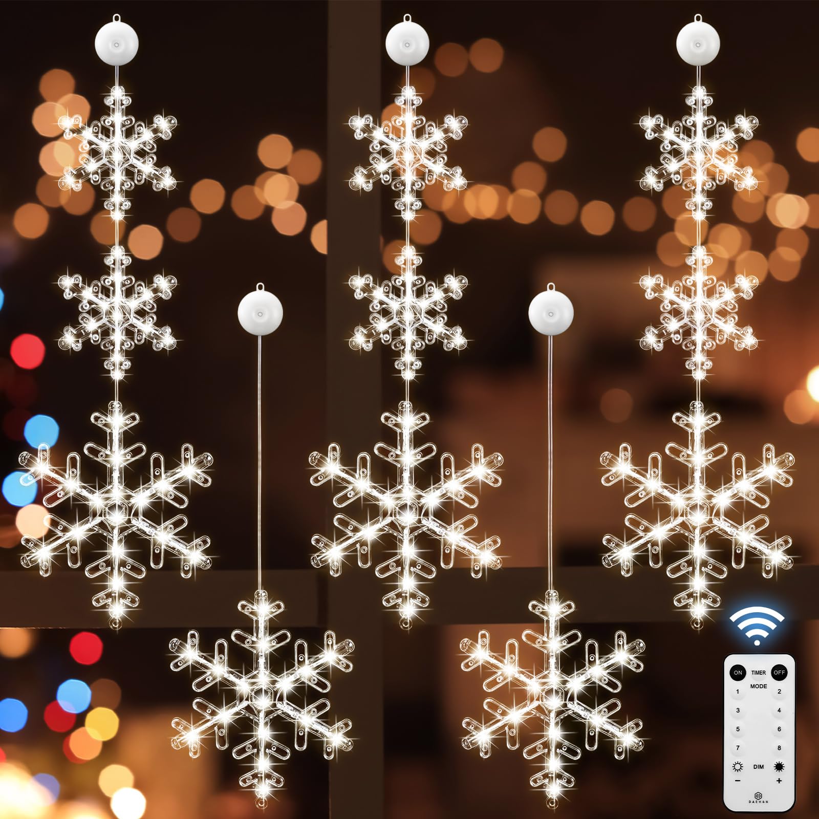Amazon.com: Glooglitter 5 Pcs Christmas Snowflake Window Light ...