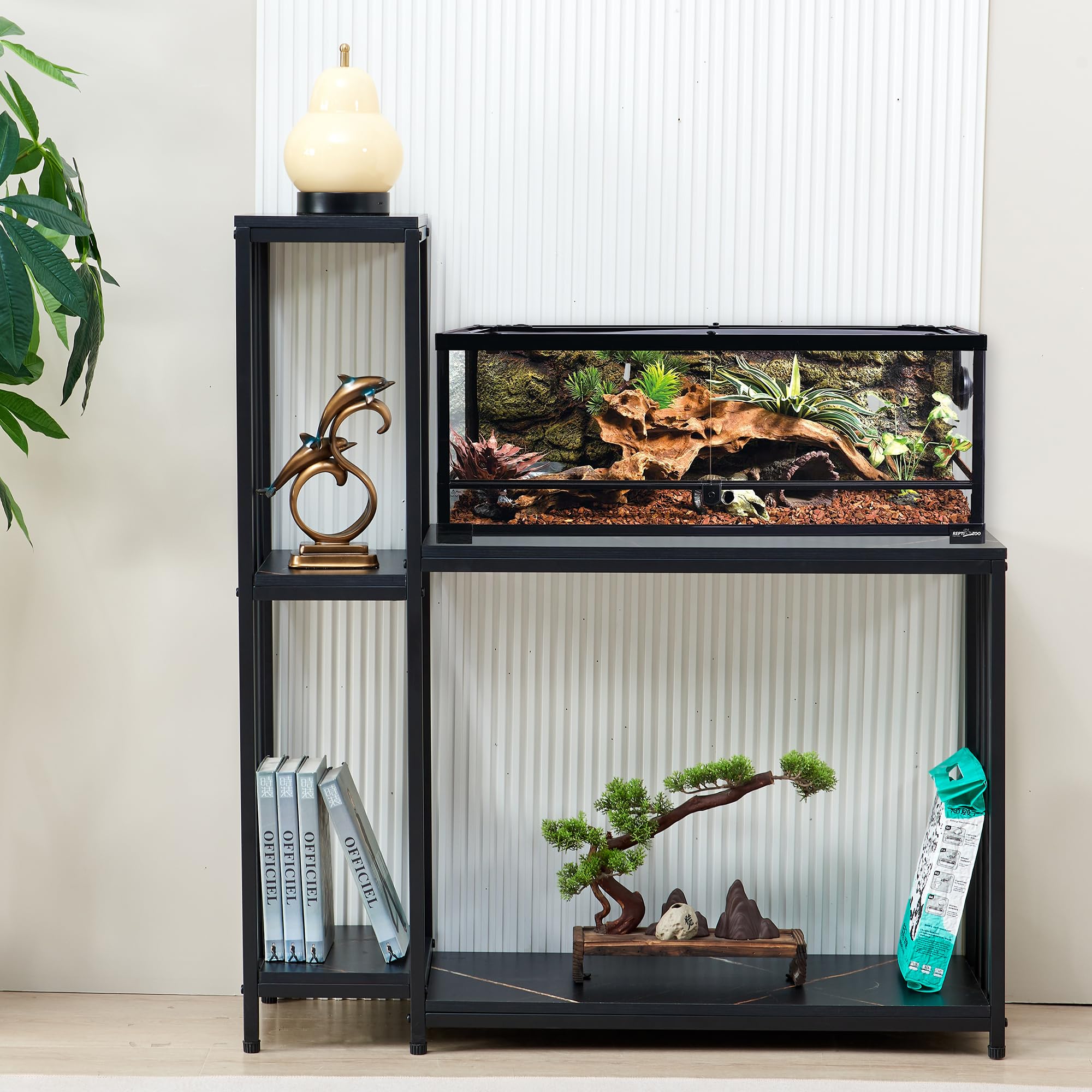 Keslecy Reptile Terrariums Stand with Planter Shelf, Metal Aquarium ...