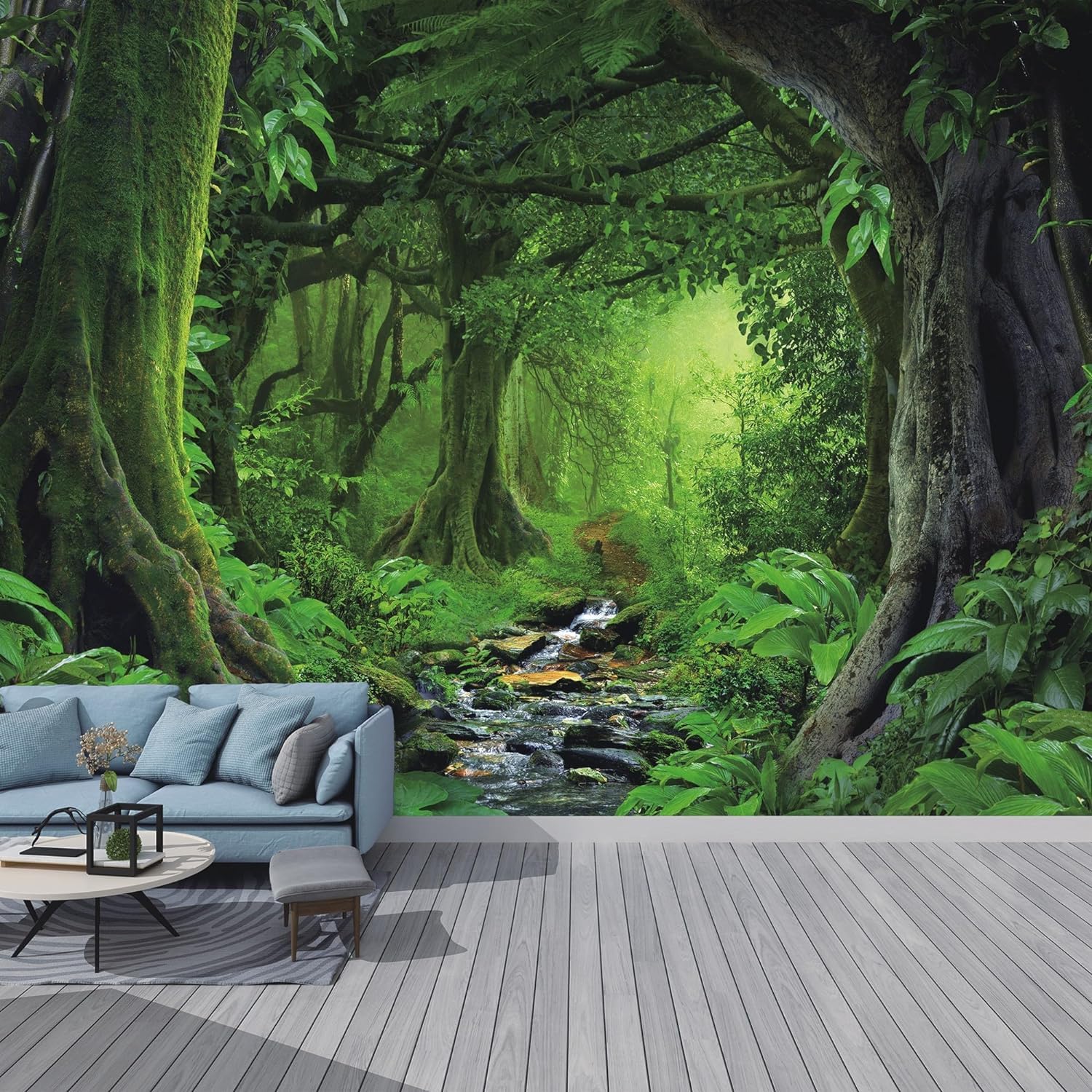LILOKKO Custom Forest Wall Mural Rainforest 3d Peel And Stick Wallpaper ...