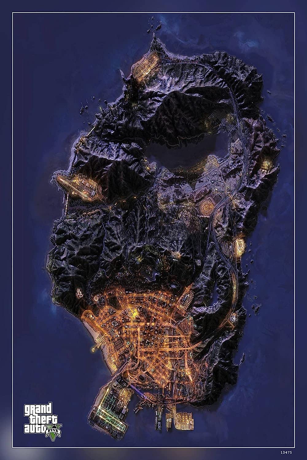 Gta 5 Map Grand Theft Auto V GTA 5 Double Sided Los Santos Map Poster