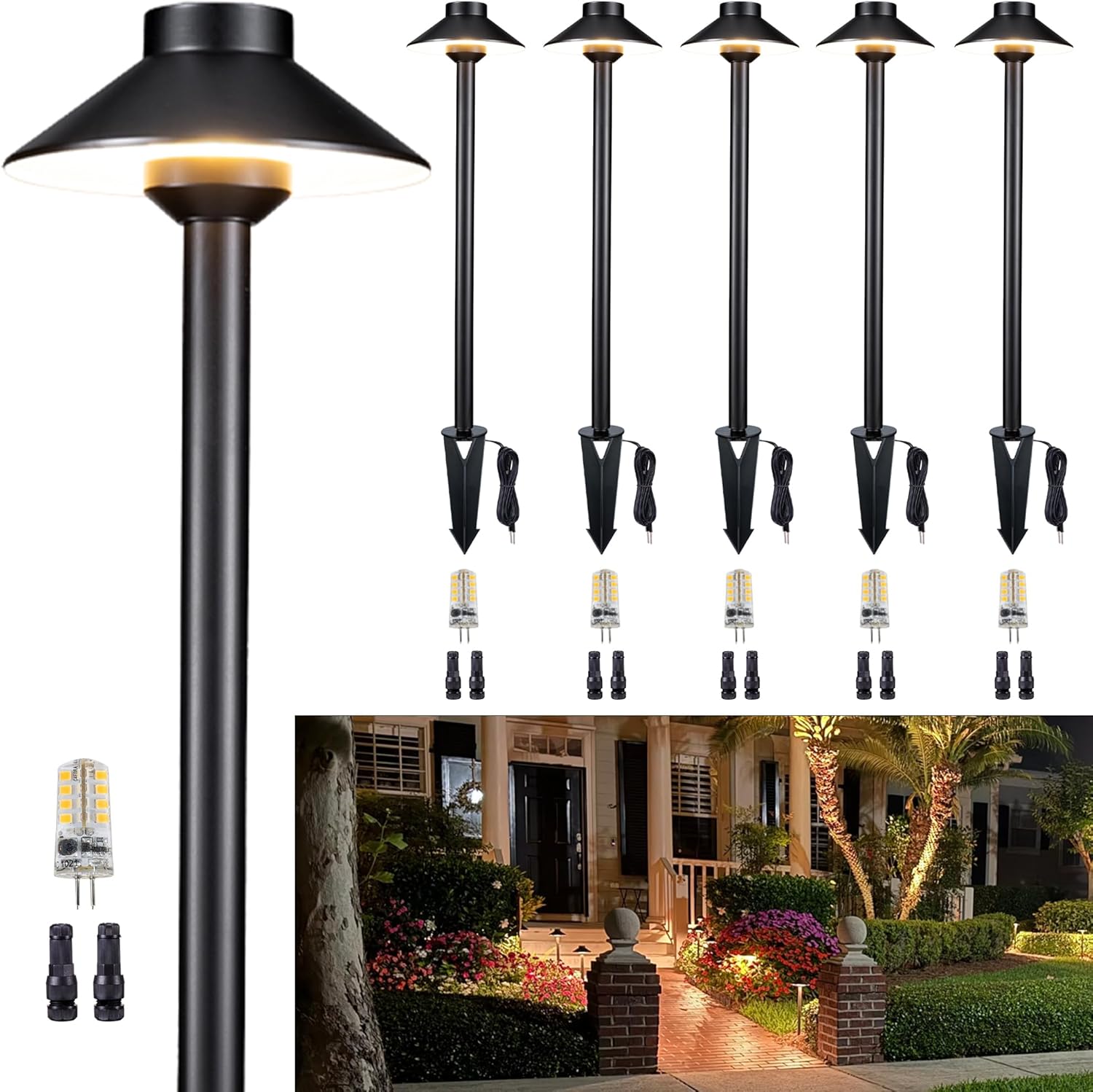 Gardenreet Brass Low Voltage Landscape Lighting - 12V LED Path Lights ...