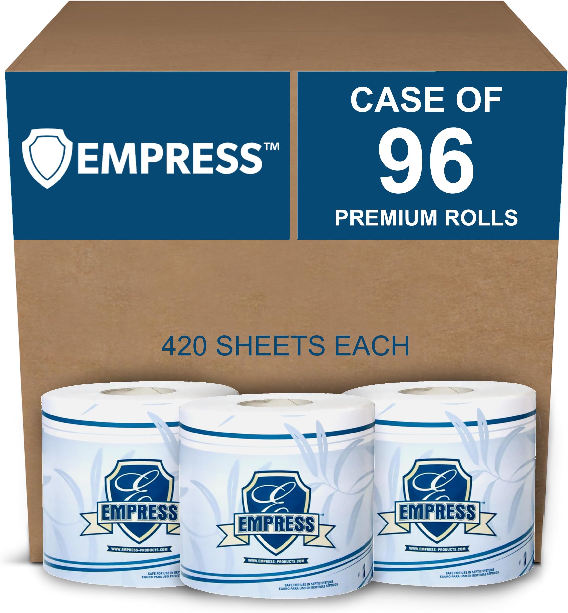 Empress Toilet Paper in Bulk, Premium 2-Ply Bath Tissue, 420 Sheets ...