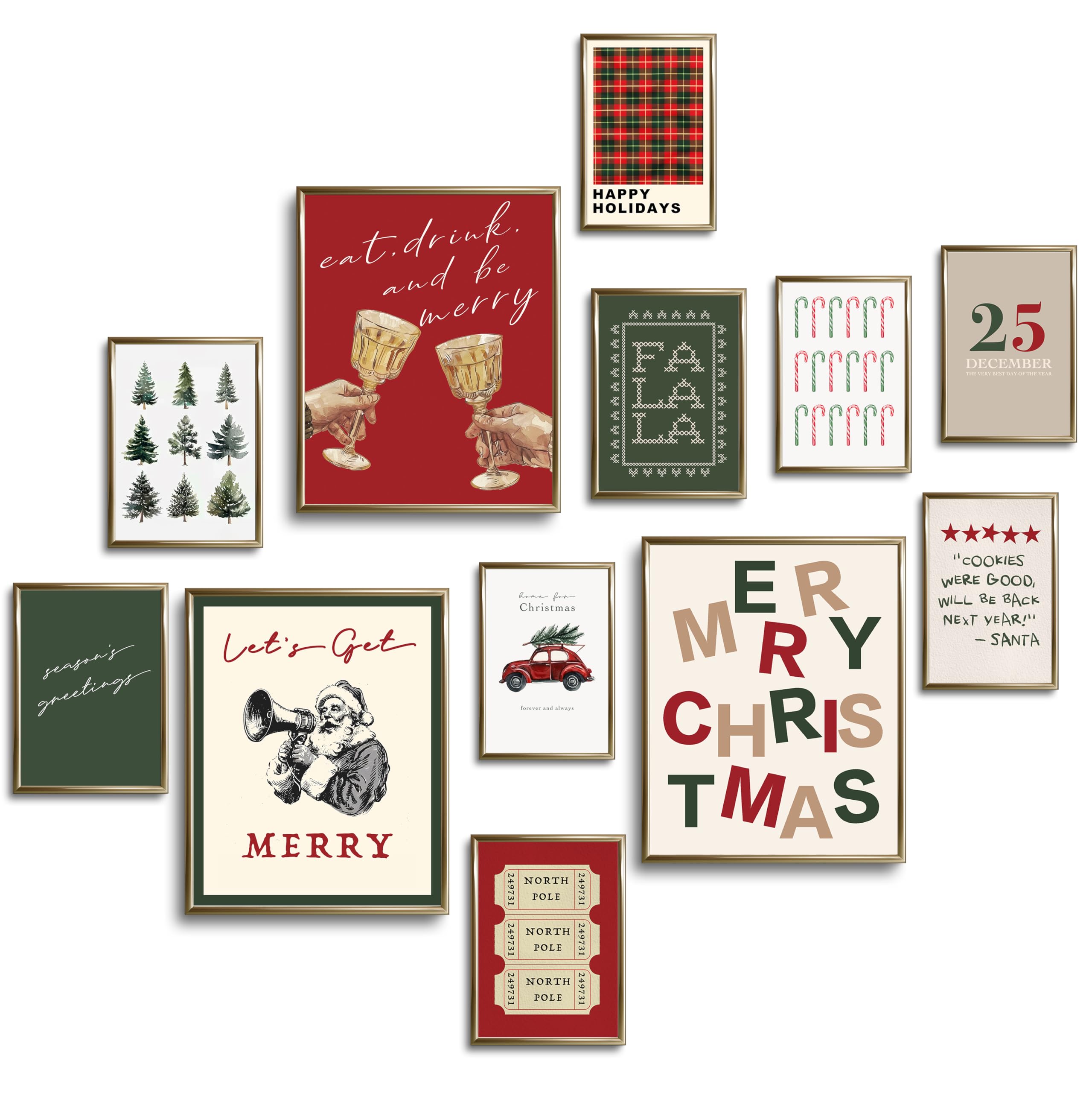 Amazon.com: TwoDays Trendy Christmas Wall Art, Retro Holiday Classic ...